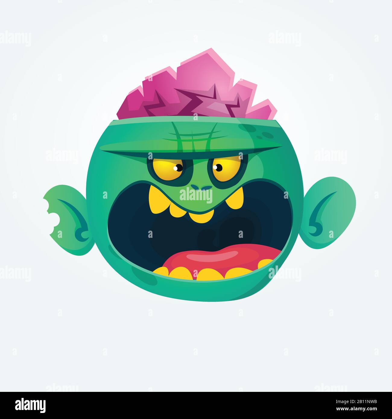 Funny and cool green zombie cartoon. Halloween character. Vector ...