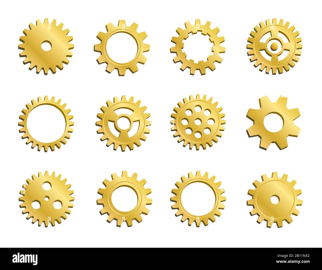 Vector Clockwork Cogwheel Collection. Set Of Gold Gear Wheels And Cogs ...