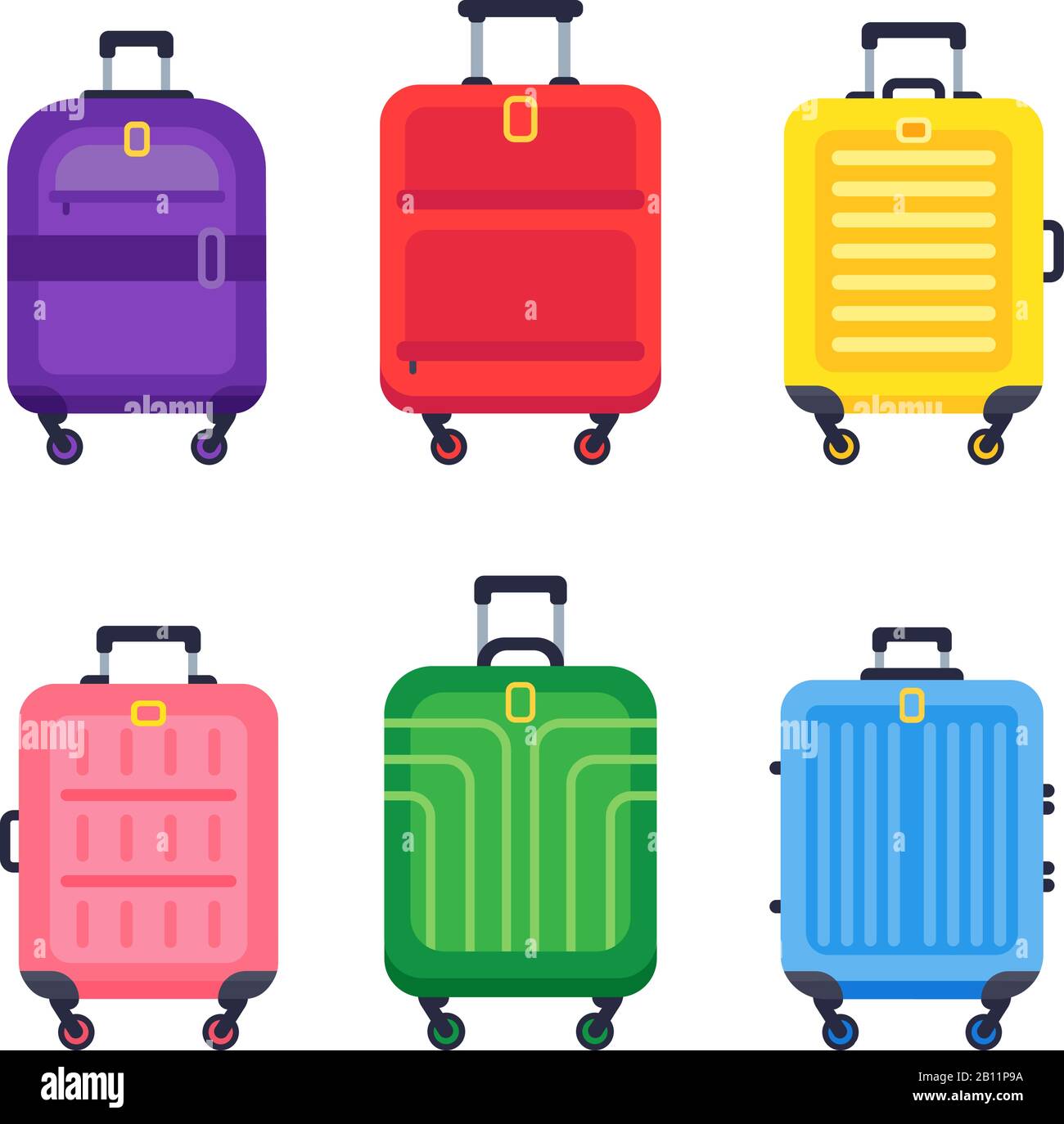 Luggage suitcase. Airport travel baggage colorful plastic suitcases ...
