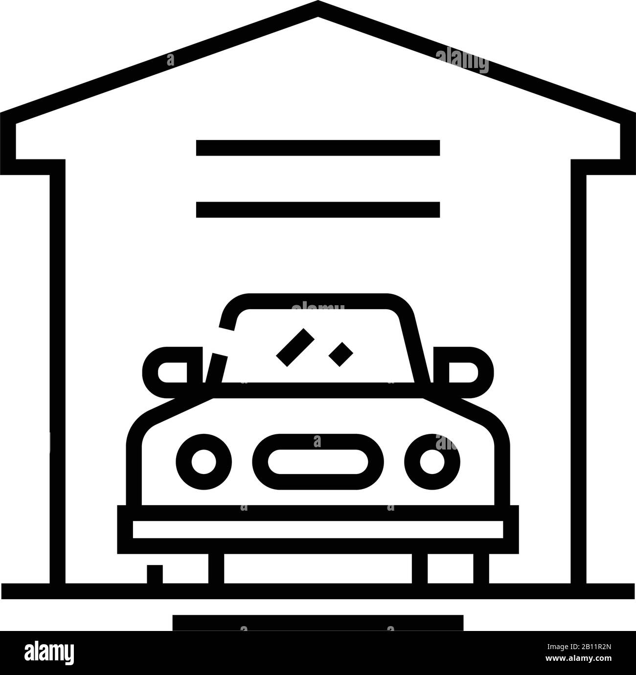 Car garage line icon, concept sign, outline vector illustration, linear ...