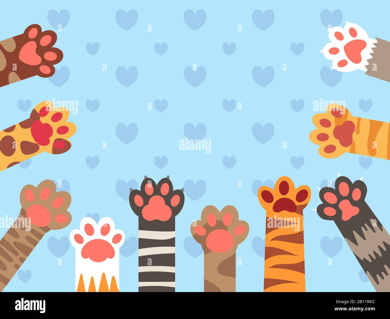 Cat paws. Cute kitten paw, cats claws and funny domestic pets vector ...