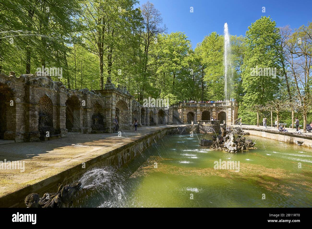 Lower grotto with water features in the Hofgarten Hermitage in Bayreuth ...