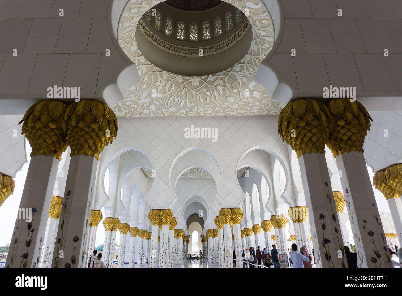 White marble arches and domes of the Sheikh Zayed Grand Mosque, Abu ...
