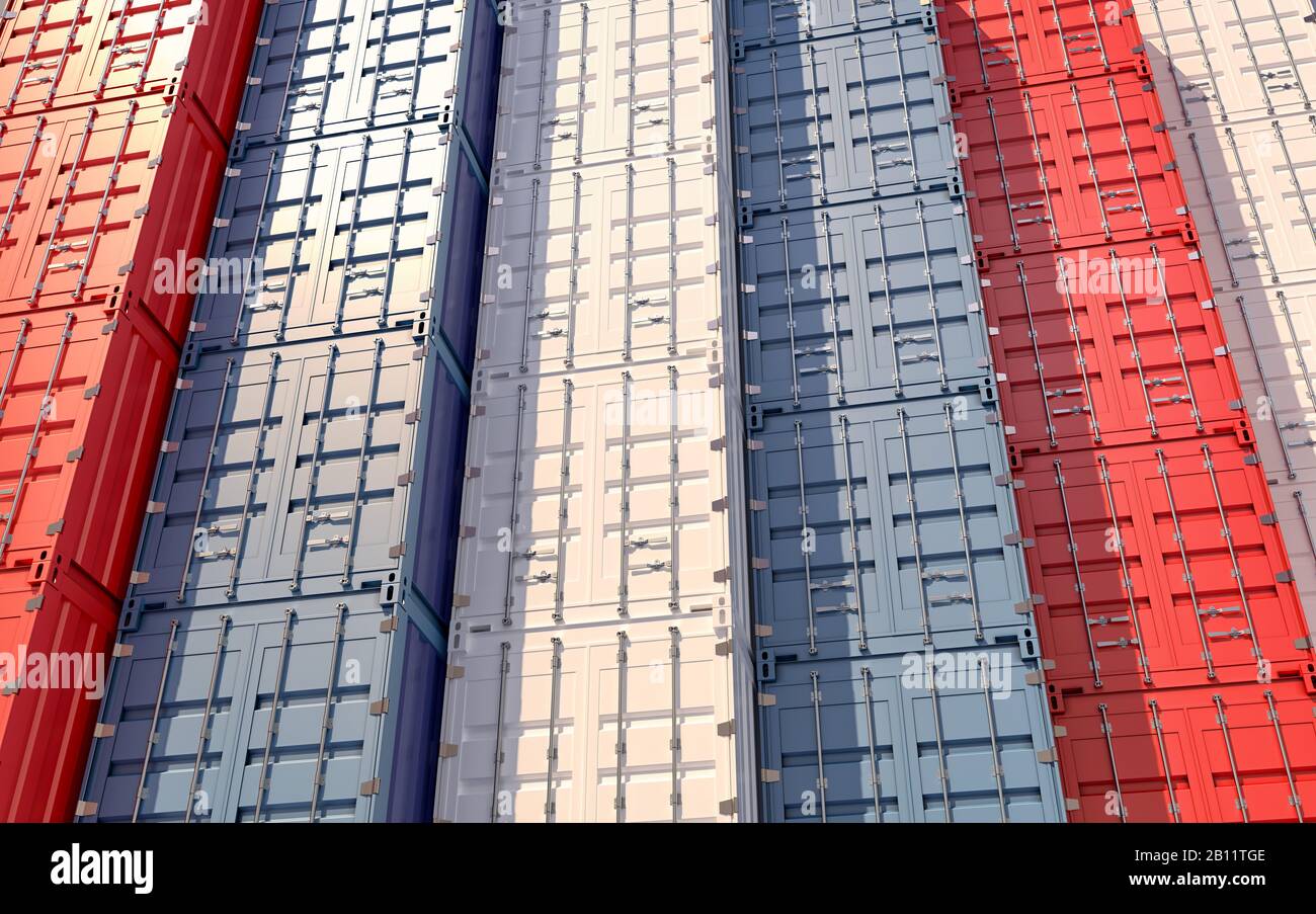 Stacked shipping Containers background - 3D Rendering Stock Photo - Alamy