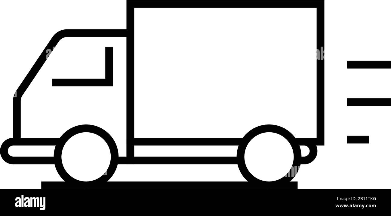 Cargo delivery line icon, concept sign, outline vector illustration ...
