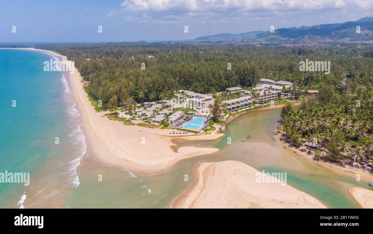 Aerial View of Khao Lak Beach in Thailand and the Khao Lak Devasom ...