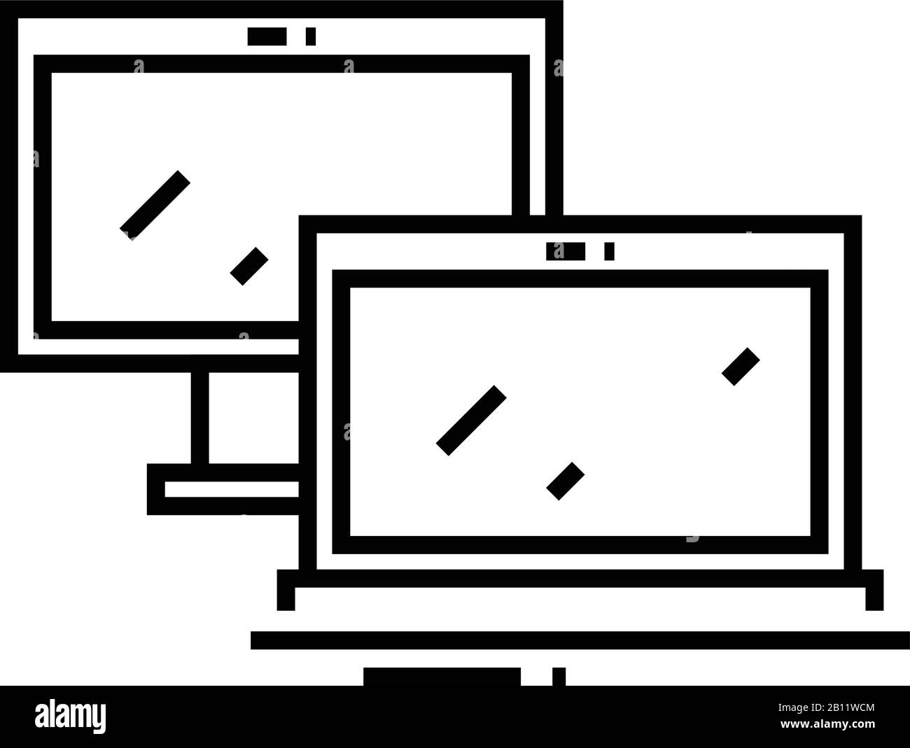 Computers line icon, concept sign, outline vector illustration, linear ...