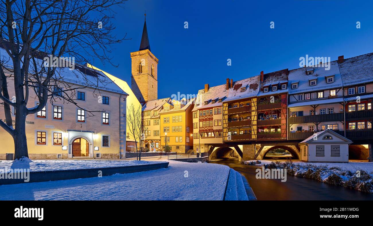 Chandler Bridge with Aegidien Tower in Erfurt, Thuringia, Germany Stock ...
