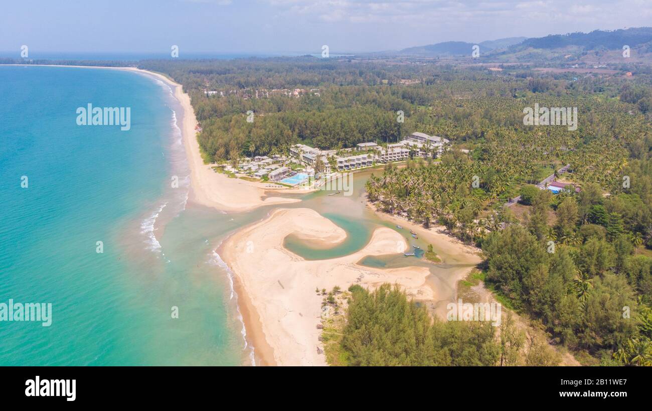 Aerial View of Khao Lak Beach in Thailand and the Khao Lak Devasom ...