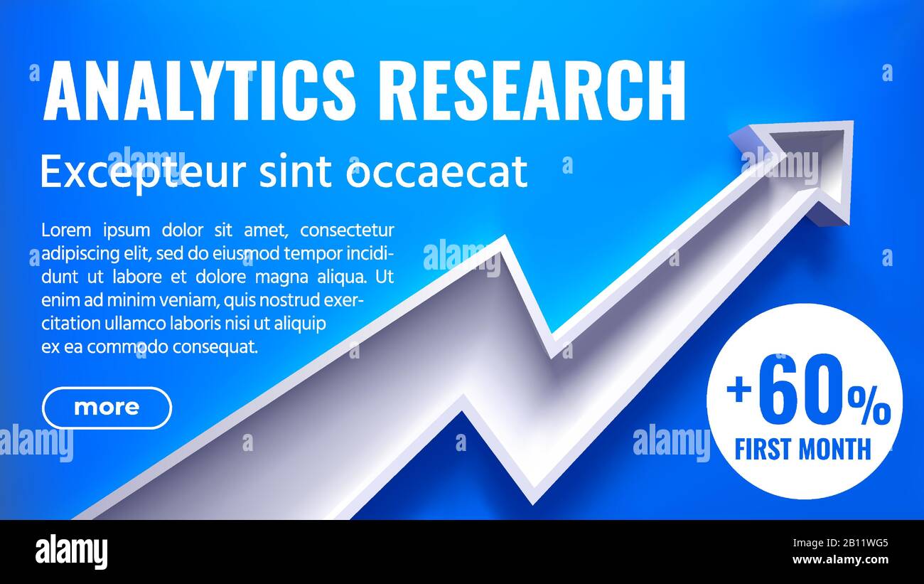 Analytics Research - Graphic Grow Banner with 3d Arrow. Creative Vector ...