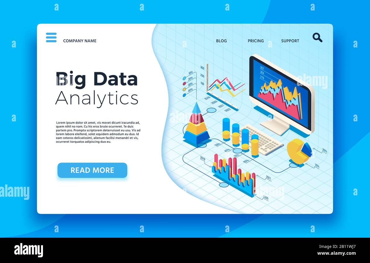 Isometric big data analytics. Analytical infographic statistic dashboard. 3d vector illustration ...