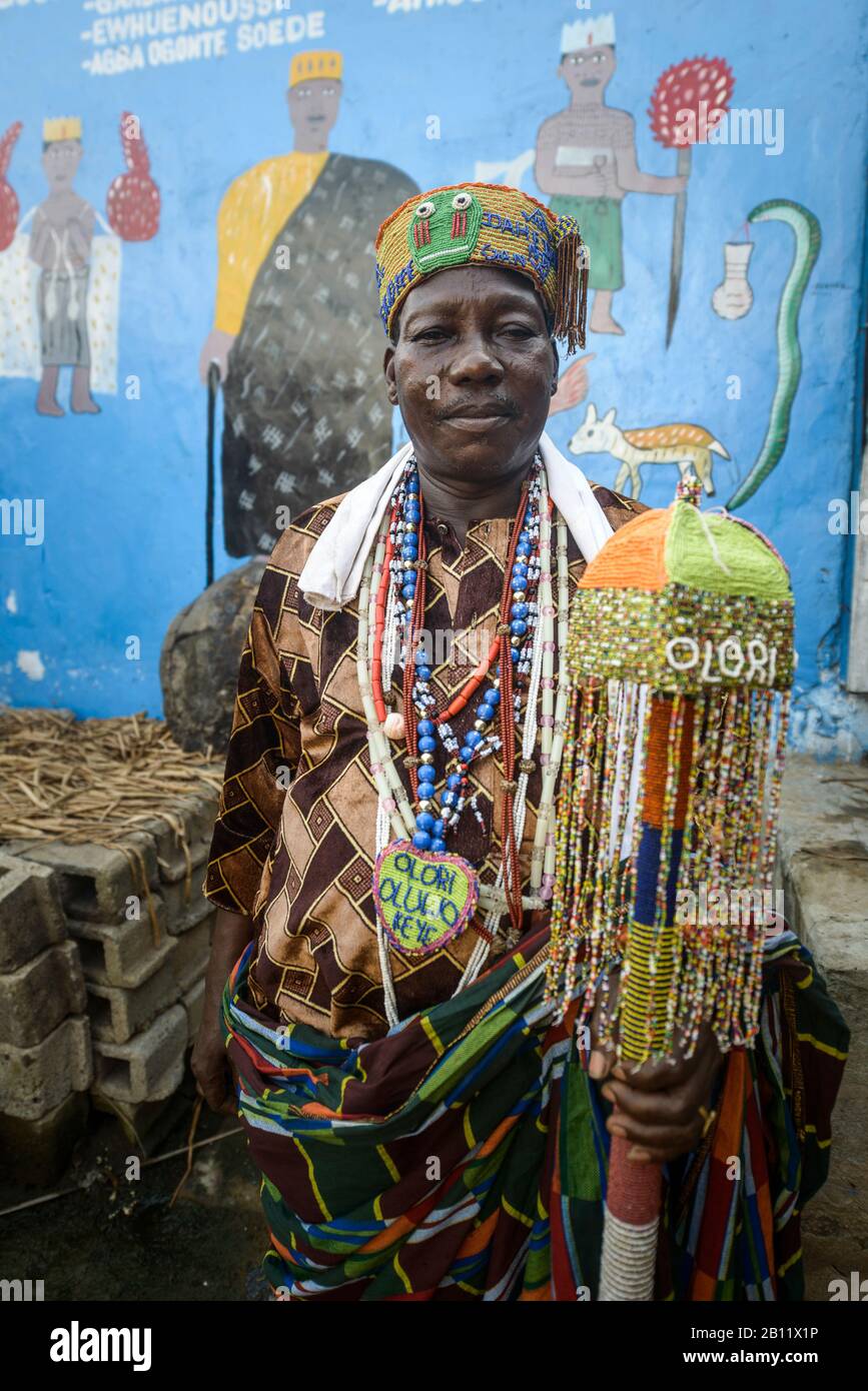 The king of Ganvié, a voodoo priest and his fetishes, Benin, Africa ...