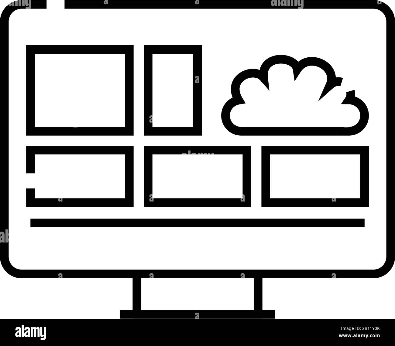 Computer data line icon, concept sign, outline vector illustration ...