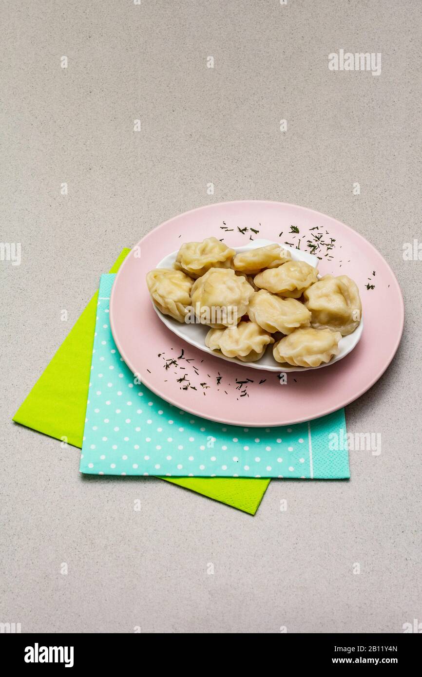 Fish dumplings. The concept of healthy food for children. Stone ...