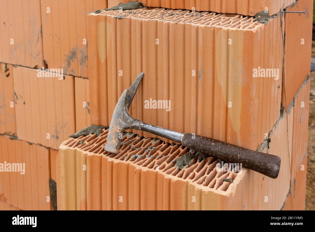 New construction of a house with bricks Stock Photo - Alamy