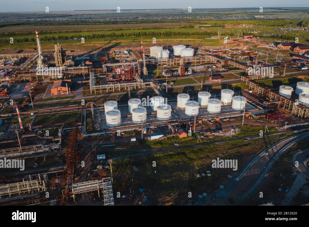 Oil refinery aerial Stock Photo - Alamy