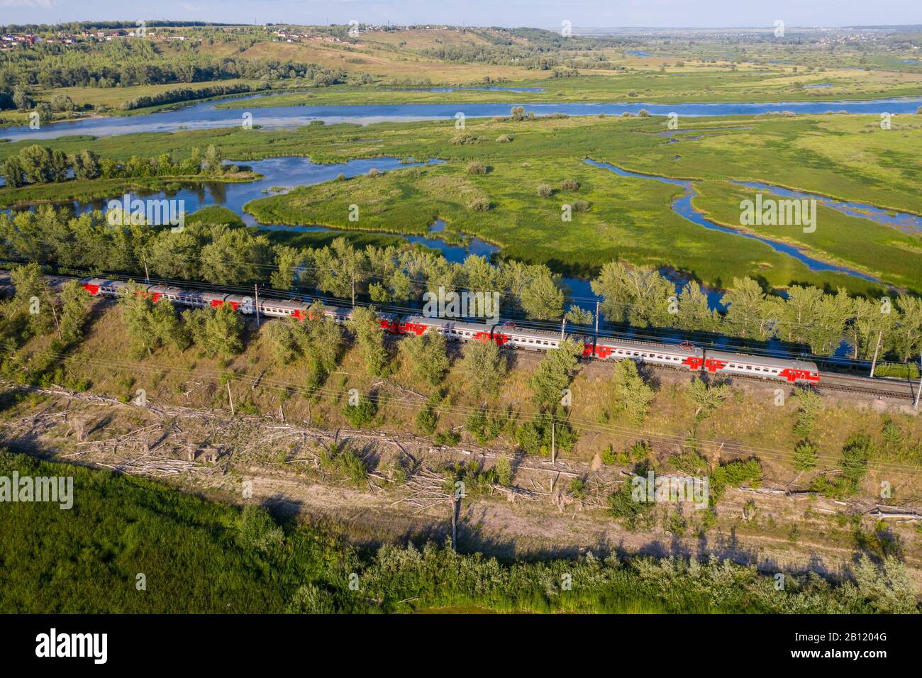 Train on bridge Stock Photo - Alamy