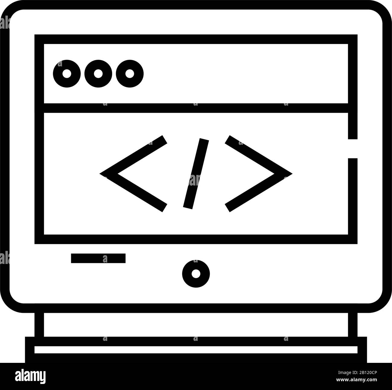 Computer info line icon, concept sign, outline vector illustration ...