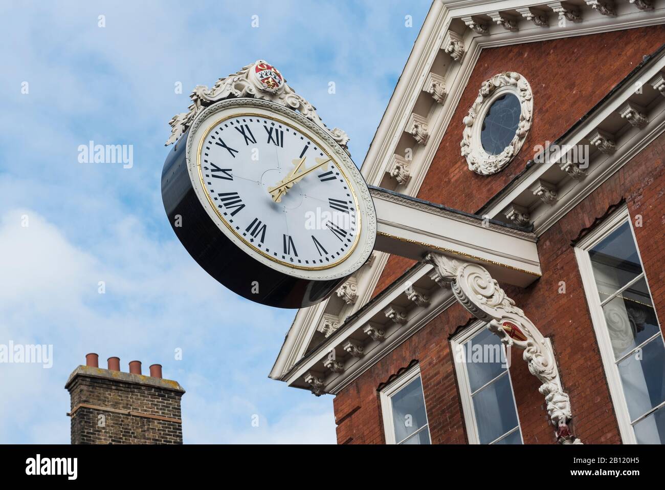 Georgian Clock on the Old Corn Exchange, High Street, Rochester, Kent ...