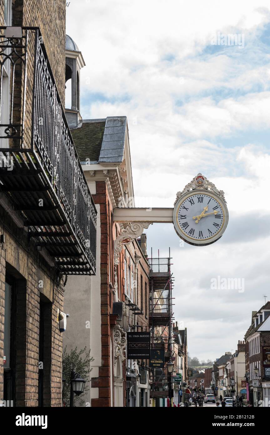 Georgian Clock on the Old Corn Exchange, High Street, Rochester, Kent ...