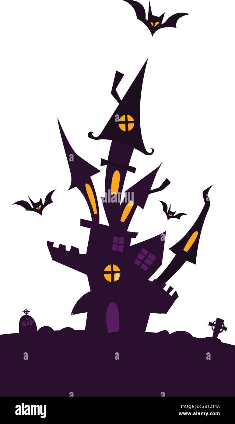 Haunted old house with the moon in background. Illustration vector ...