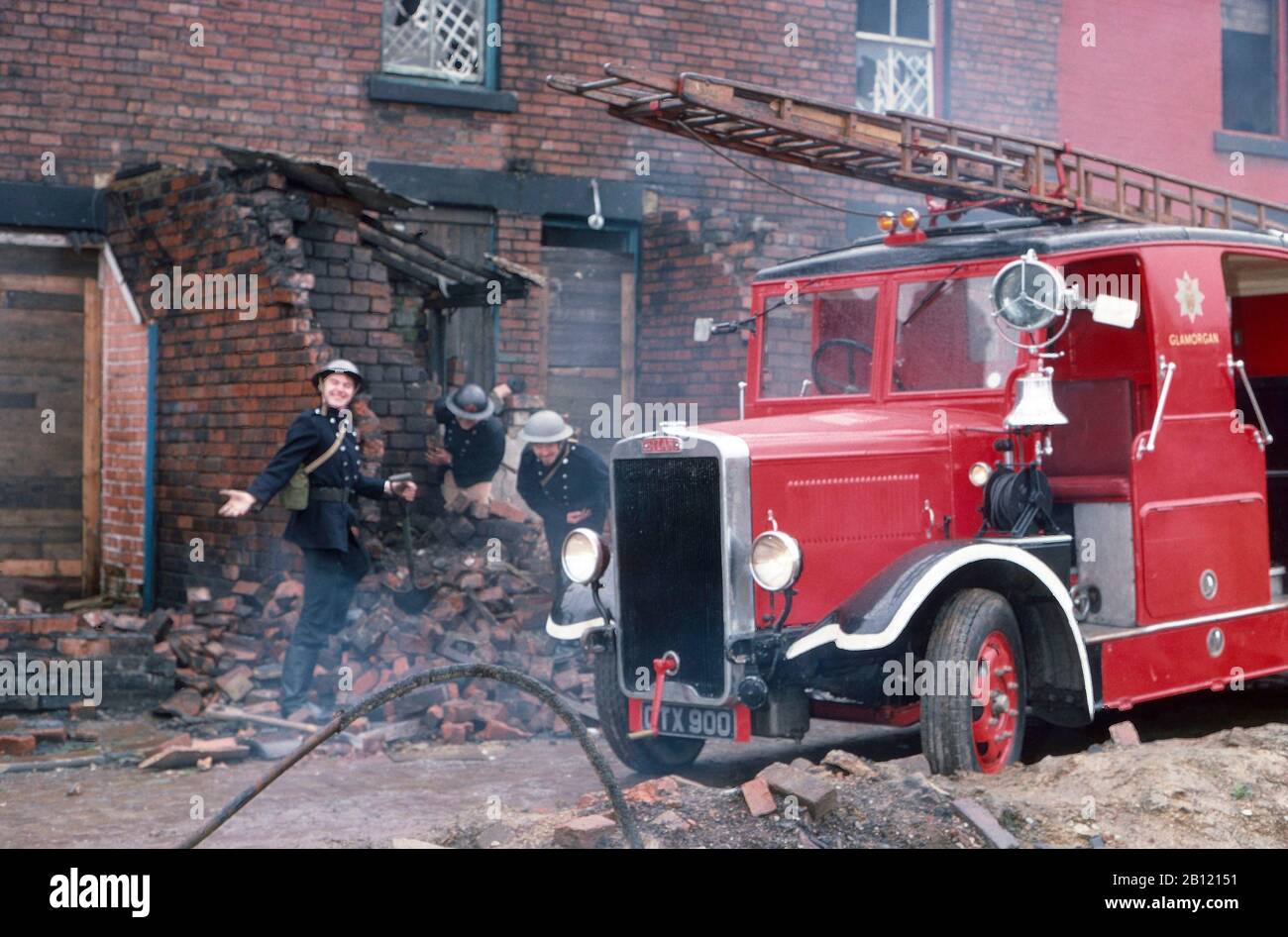 Re-enactment of fire service in the Blitz, second world war, in Leeds ...
