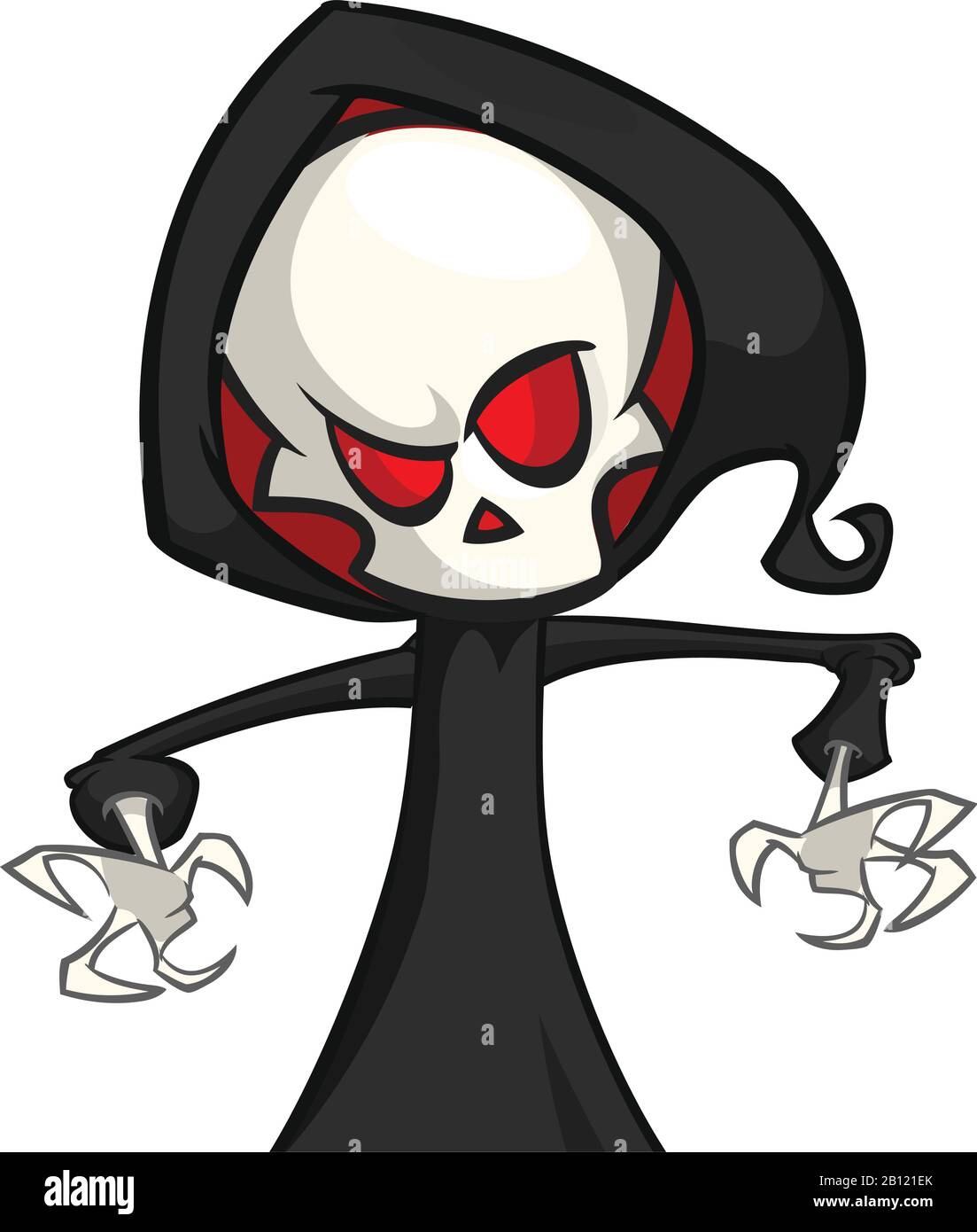 Cute cartoon grim reaper isolated on white. Cute Halloween skeleton ...
