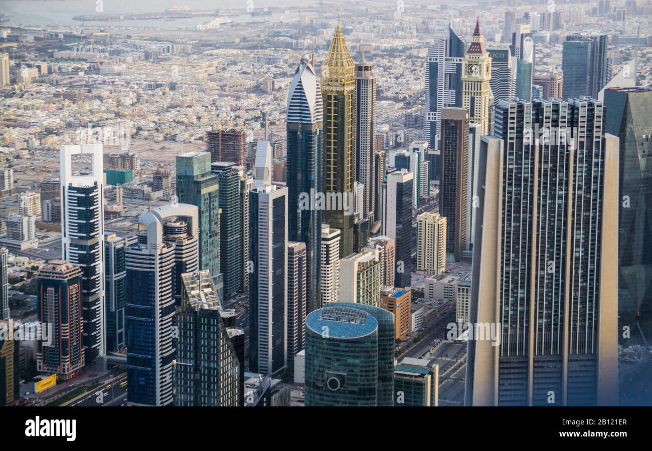 Architecture of Dubai's Business District from the Burj Khalifa Stock ...