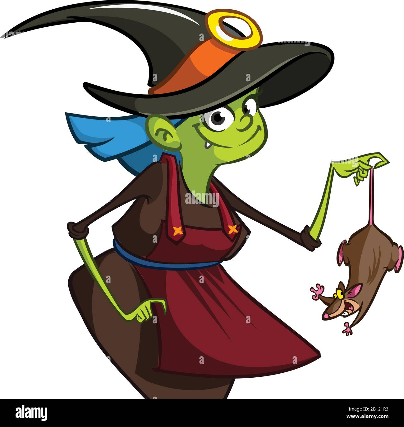 Illustration of Halloween witch holding a dunny rat Stock Vector Image ...
