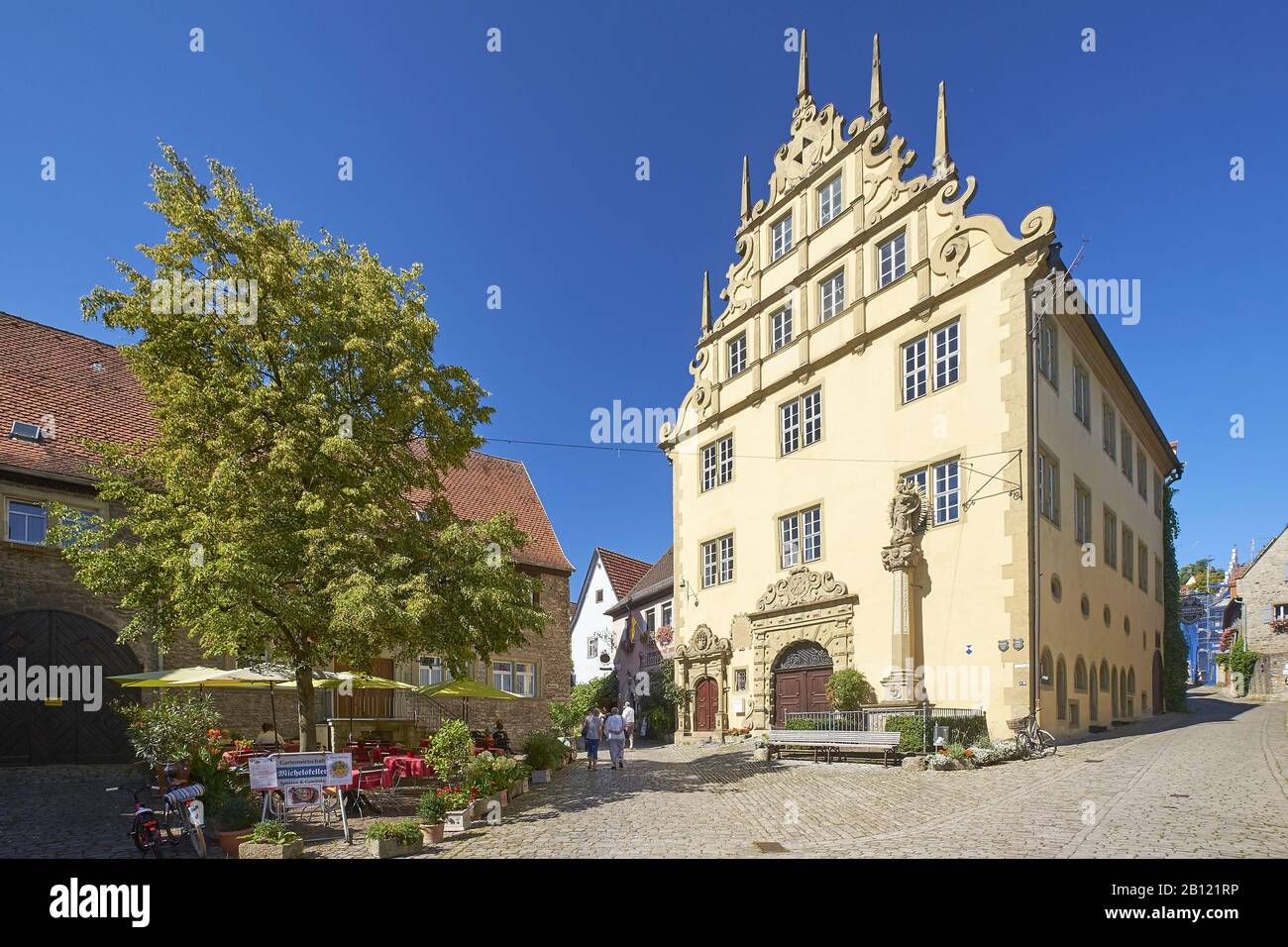 Town hall in the wine village Sulzfeld am Main, Lower Franconia ...