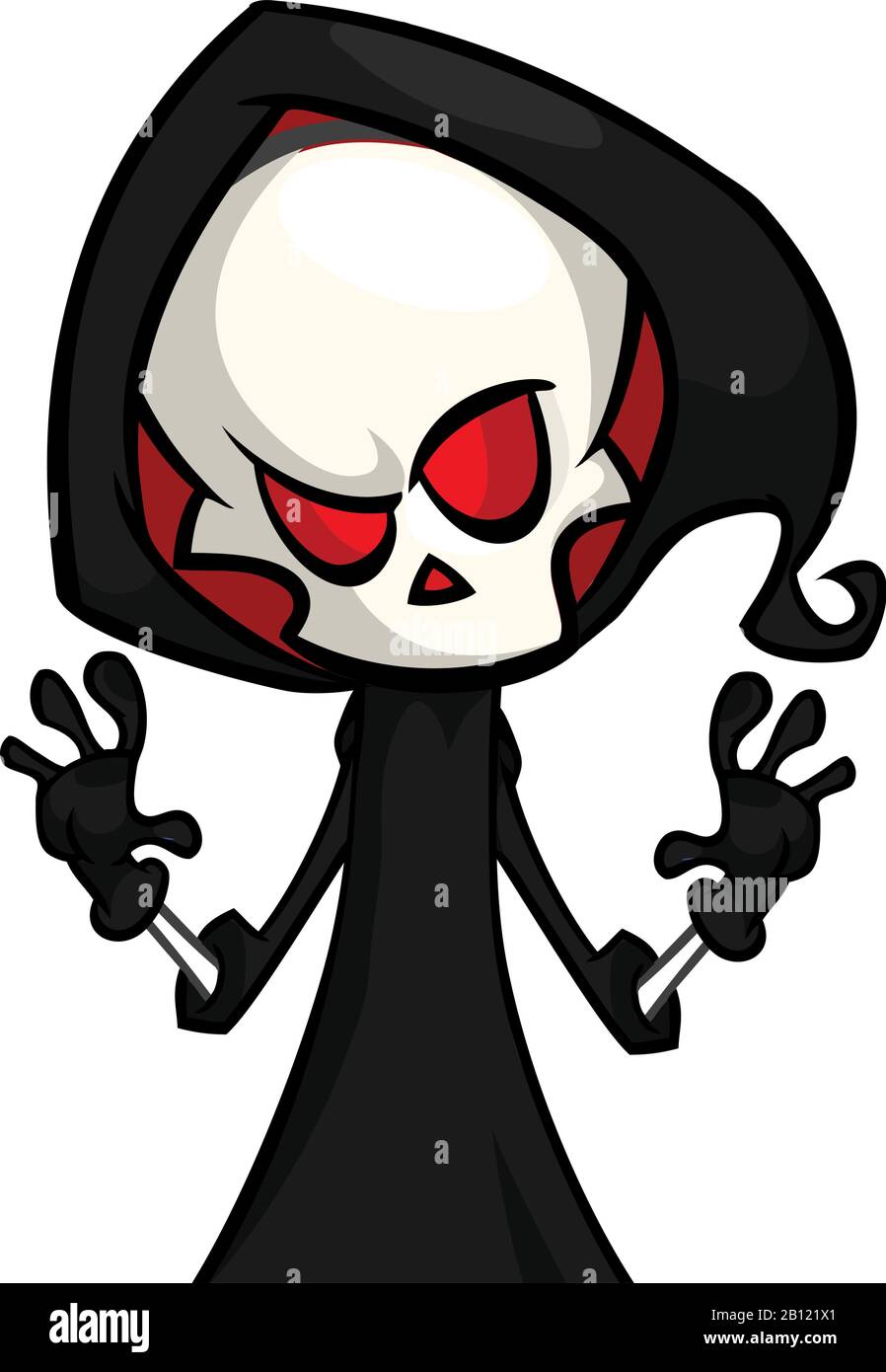 Cute cartoon grim reaper isolated on white. Cute Halloween skeleton ...