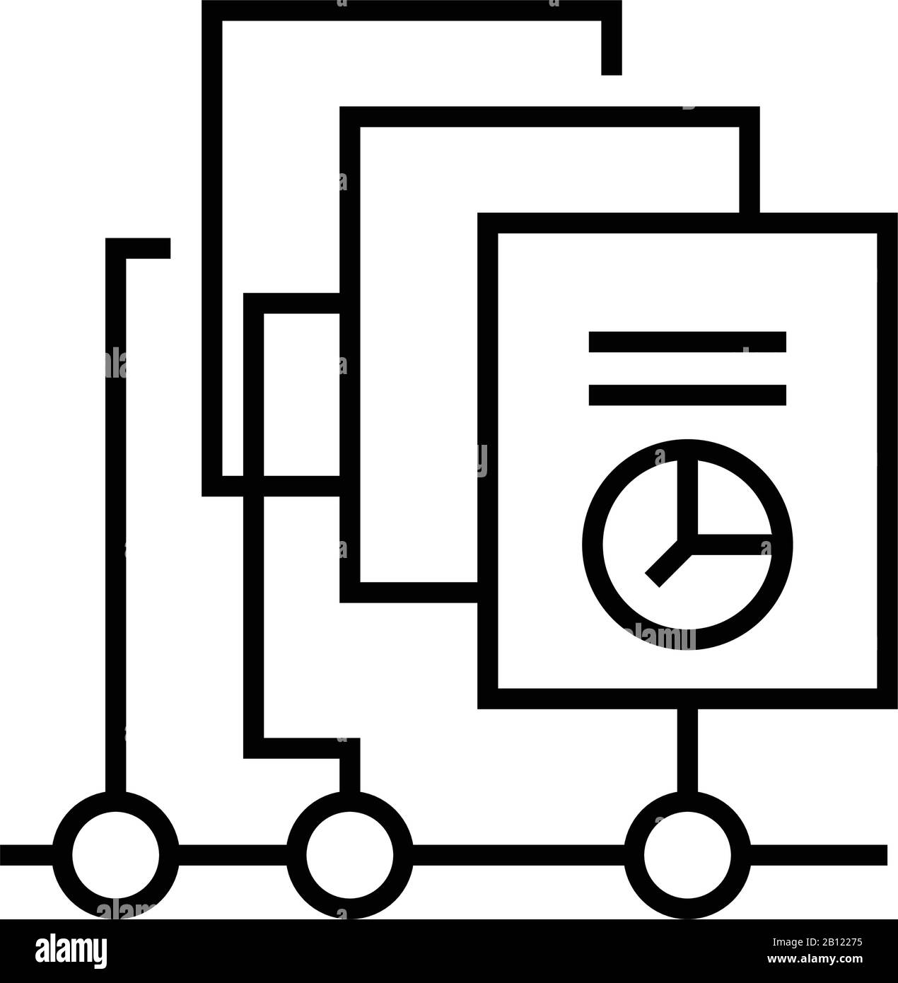 Collecting charts line icon, concept sign, outline vector illustration ...