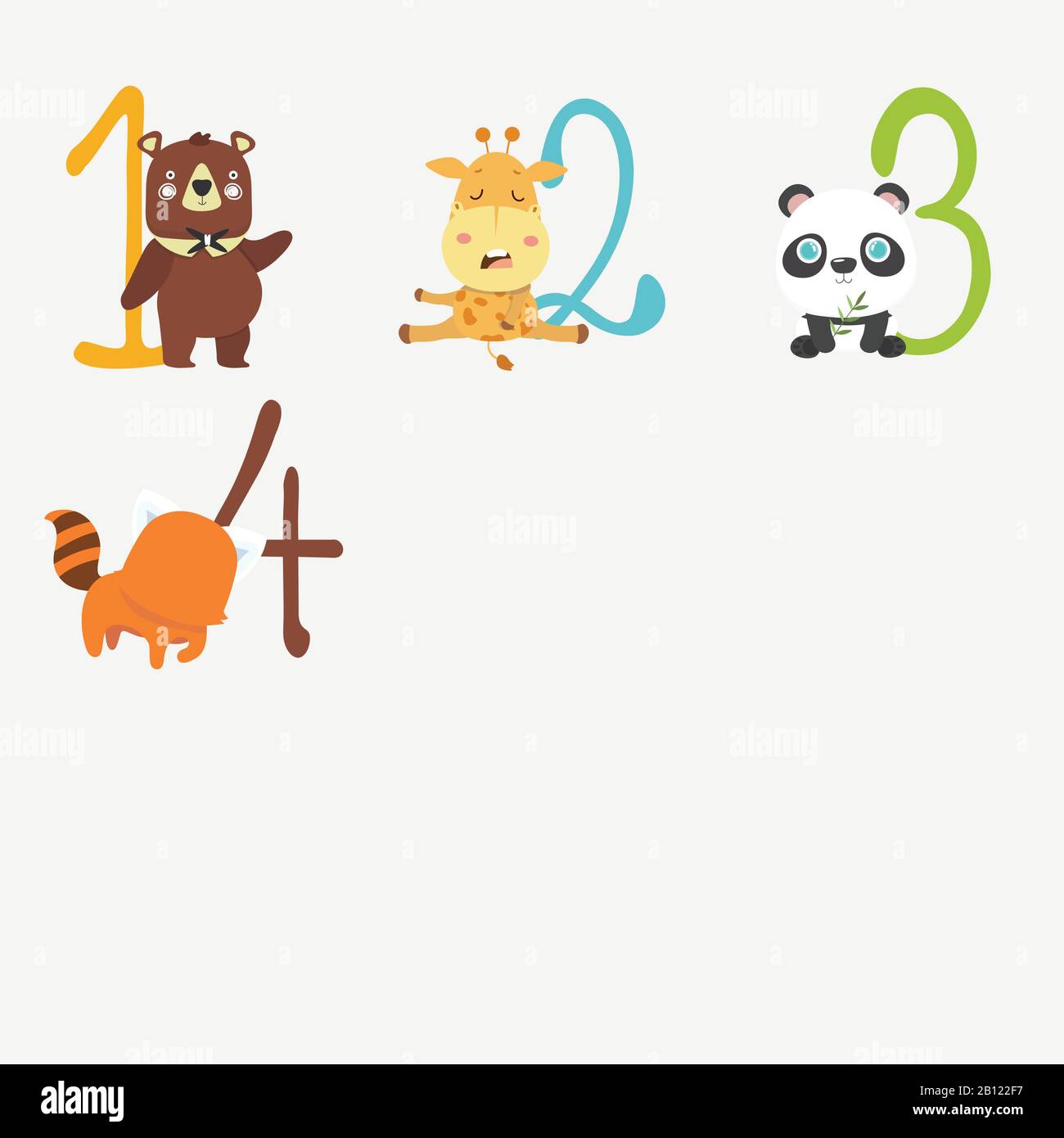 Set of funny numbers with cartoon animals Stock Vector Image & Art - Alamy