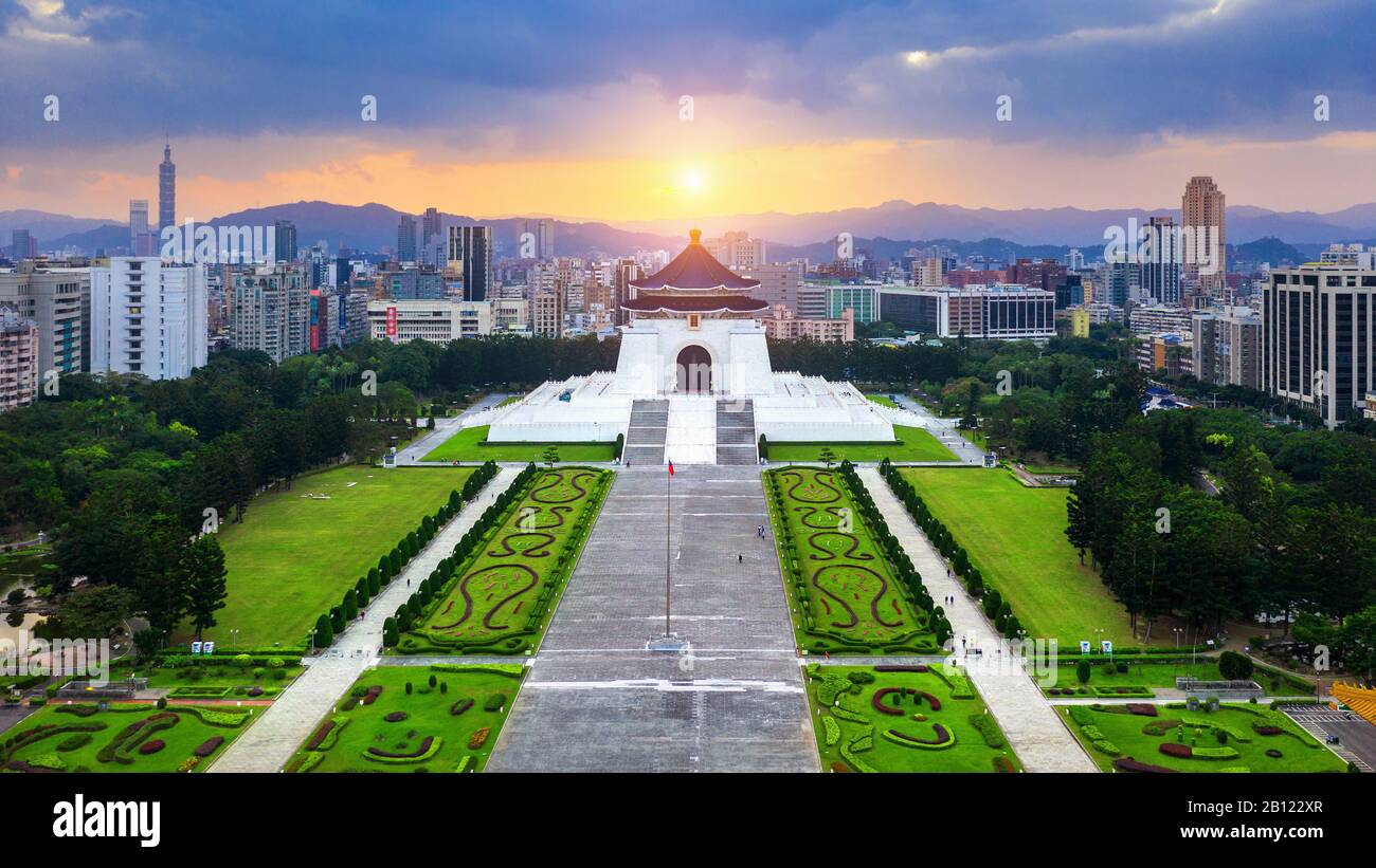 Aerial view of Chiang Kai Shek Memorial Hall in Taipei, Taiwan Stock ...