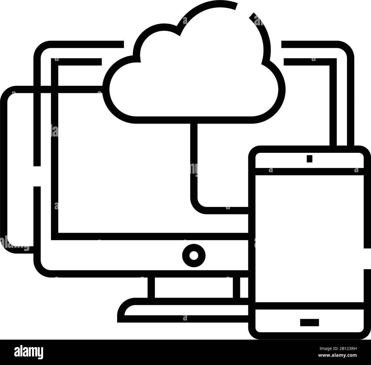 Cloud Data Synchronization Line Icon Concept Sign Outline Vector