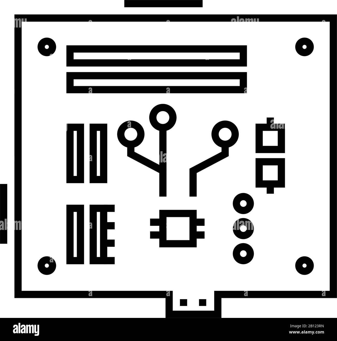 Computer details line icon, concept sign, outline vector illustration ...