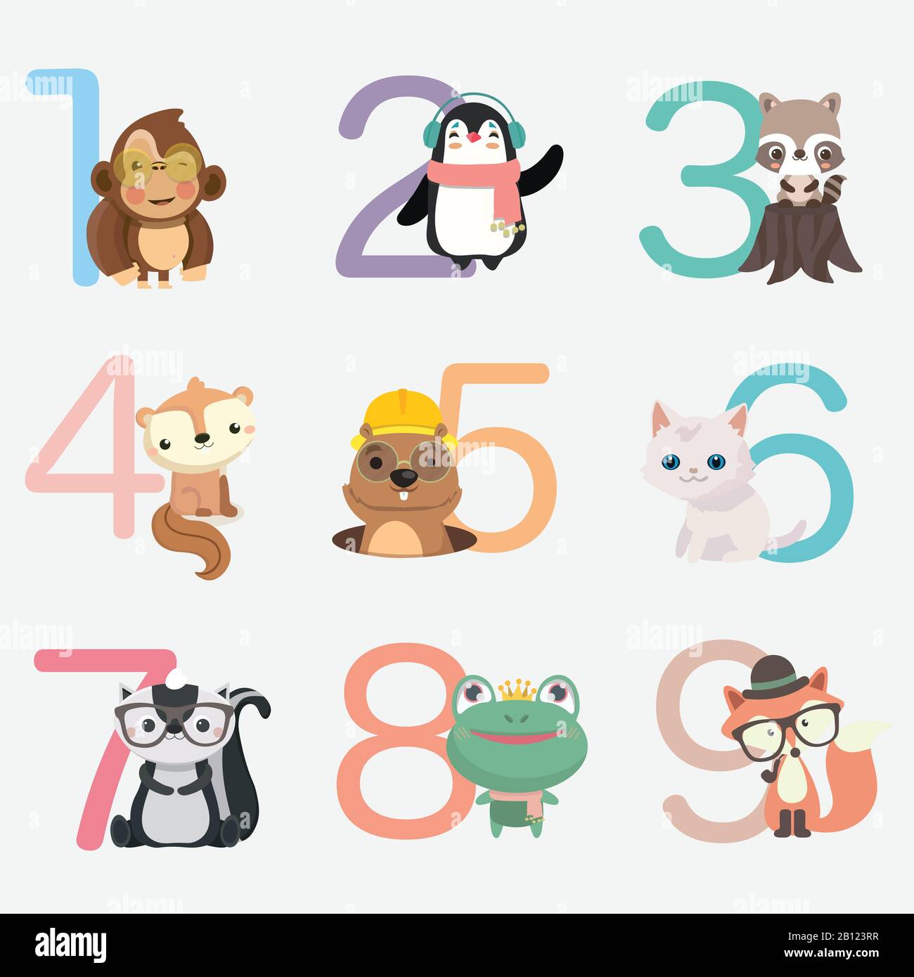 Cartoon Animal Numbers