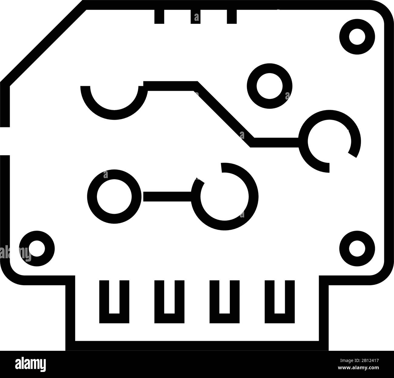 Computer card line icon, concept sign, outline vector illustration ...