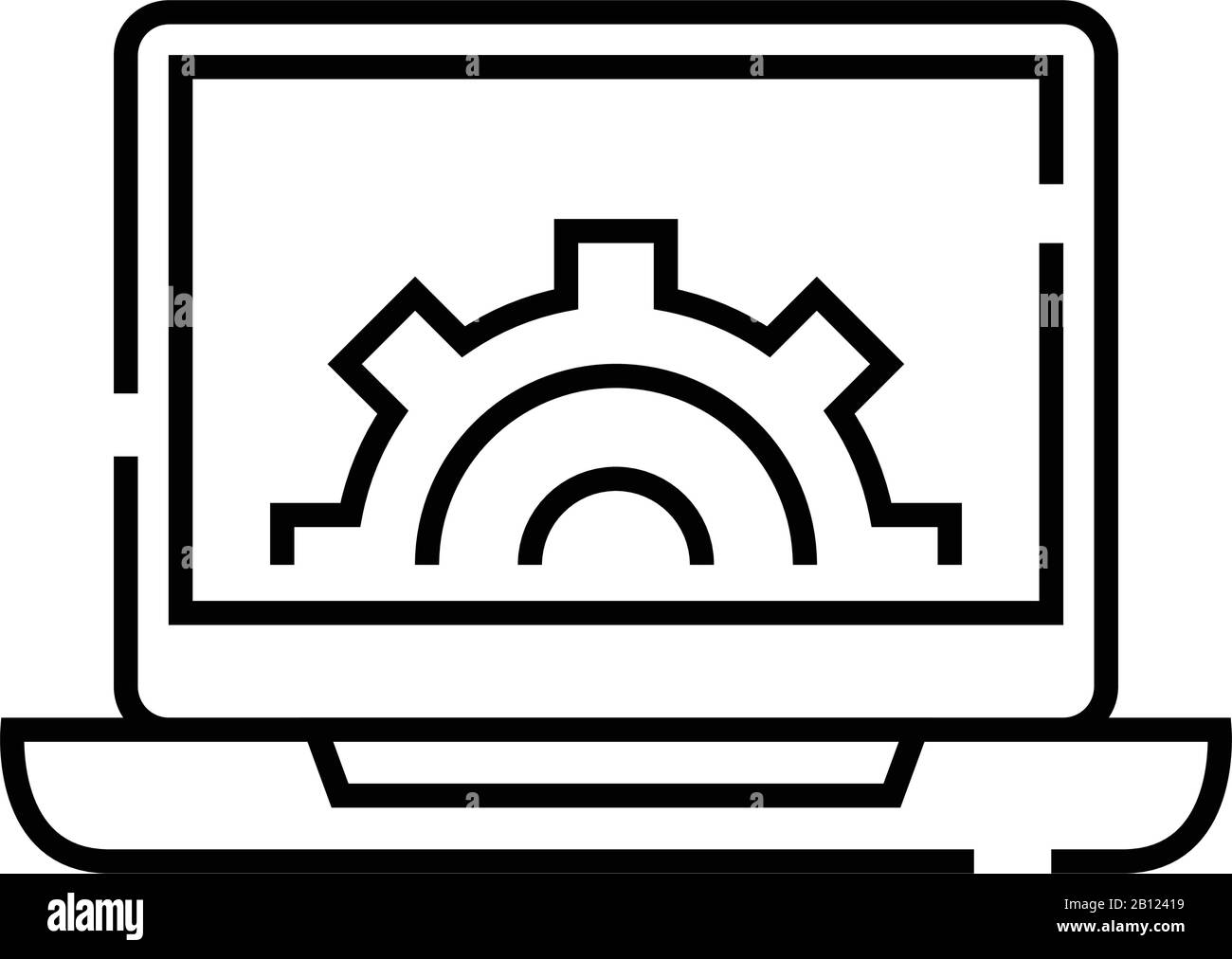 Computer service line icon, concept sign, outline vector illustration ...