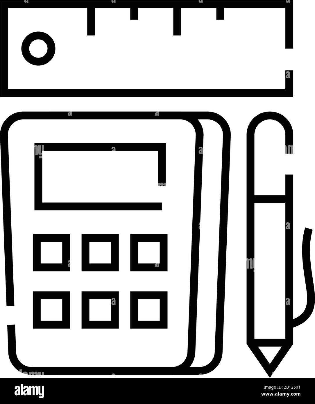 Calculation line icon, concept sign, outline vector illustration ...