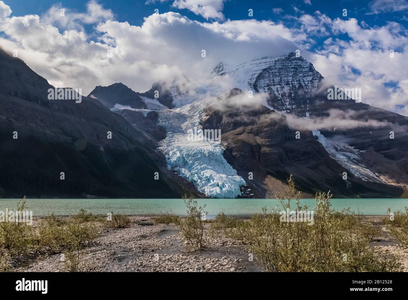Berg Lake below Mount Robson in Mount Robson Provincial Park, British ...