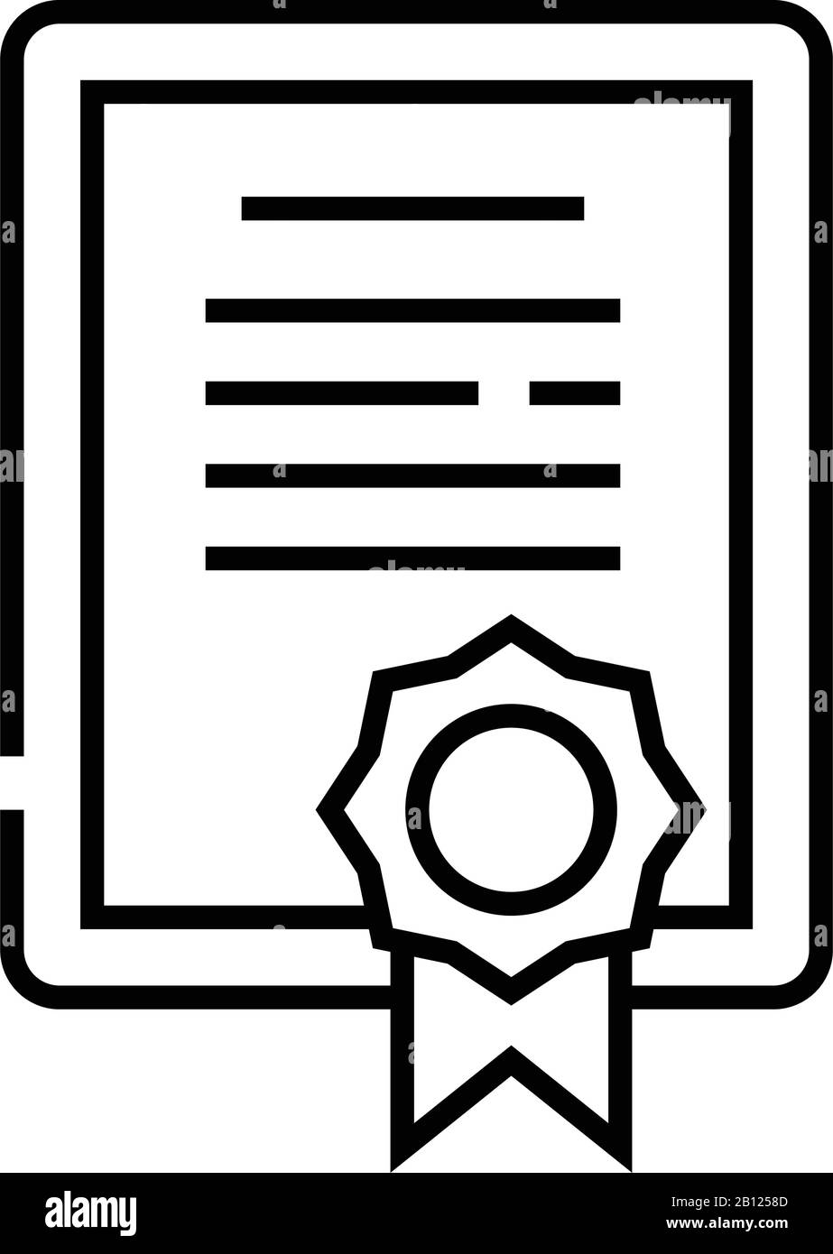 Certificate line icon, concept sign, outline vector illustration ...