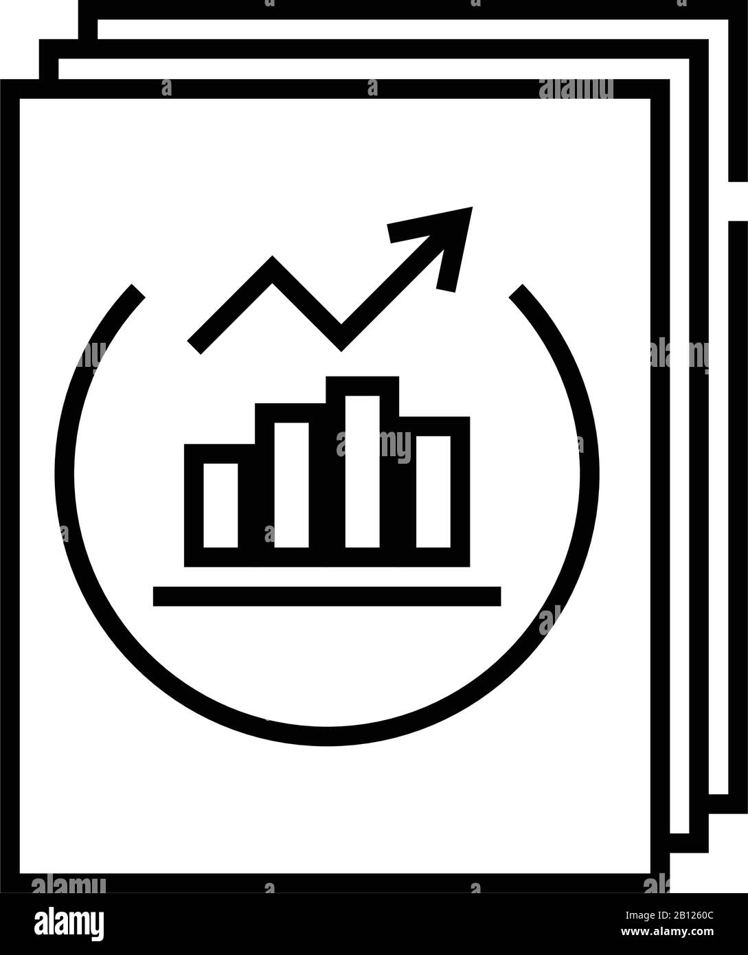 Chart reports line icon, concept sign, outline vector illustration ...