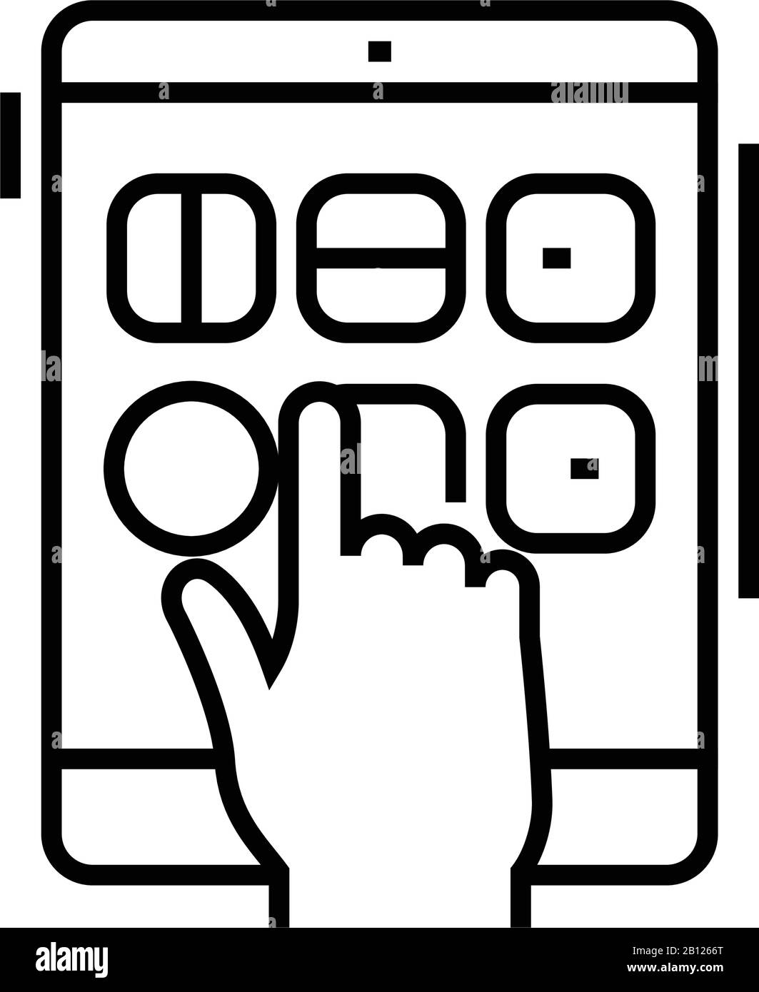 Calculator app line icon, concept sign, outline vector illustration ...