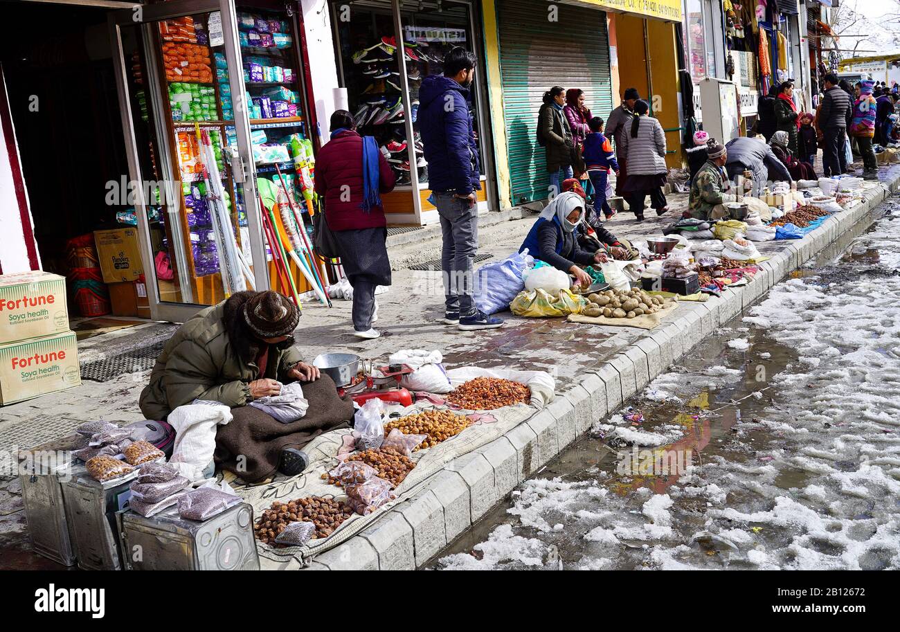 Taditional street in Leh, Himalayas. Ladakh, India Stock Photo - Alamy