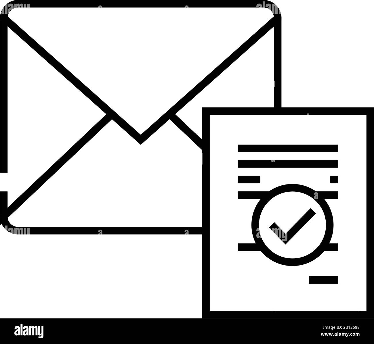 Completed task line icon, concept sign, outline vector illustration ...