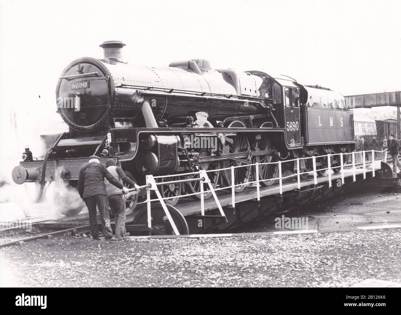 Vintage black and white photo of steam locomotive train - Leander Pullman 5690 Leander being ...
