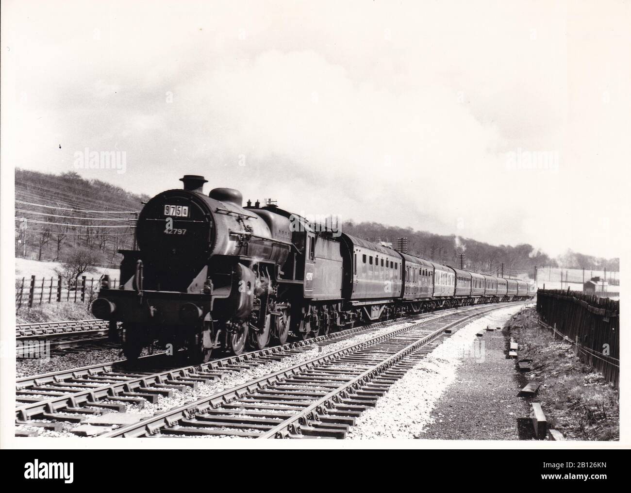 Vintage black and white photo of steam locomotive train - L.M. Hughes ...