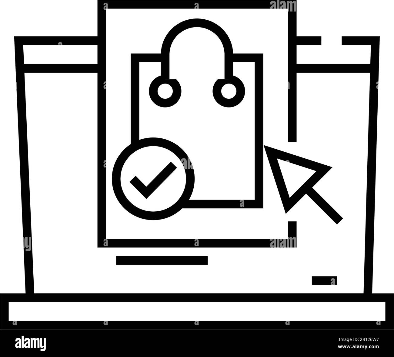 Choosing goods line icon, concept sign, outline vector illustration ...