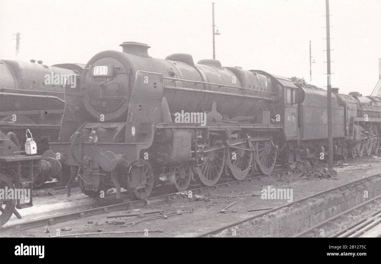 Vintage black and white photo of steam locomotive train - Engine 46128 ...